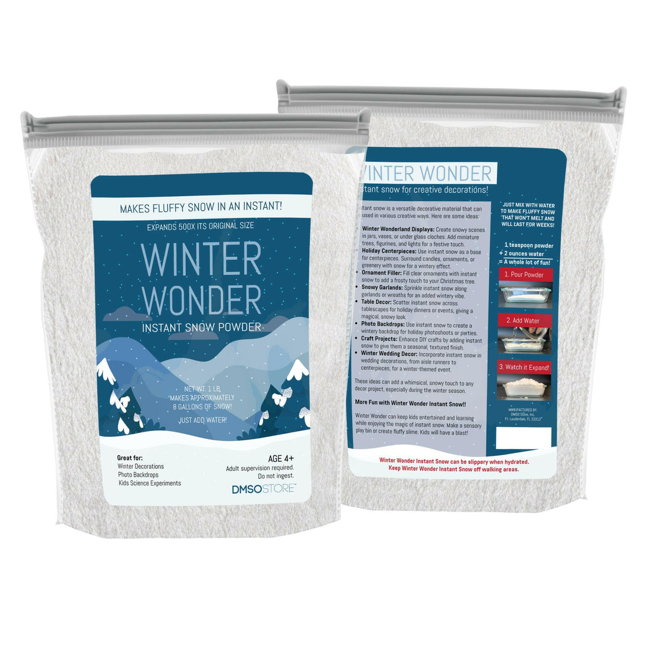 Winter Wonder Instant Snow Powder, 1 lb, Makes Approximately 3 Gallons ...